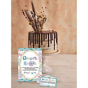 Diaper Raffle Baby Shower Game Set(1 Standing Sign + 50 Guessing Cards), Mermaid Theme Diaper Raffle Tickets for Baby Shower, Under The Sea Baby Shower Party Favor Decor - B16