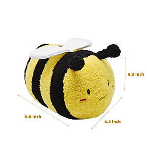 YONLIT Fuzzy Bumblebee Stuffed Animal with Smile Face and White Wings Super Cute Plush Bee Toy Excellent Gifts for Kids or Honey 12 Inch