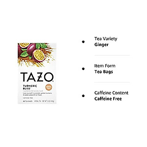 TAZO Turmeric Bliss Herbal Tea Bags, 20 Count (Pack of 6)