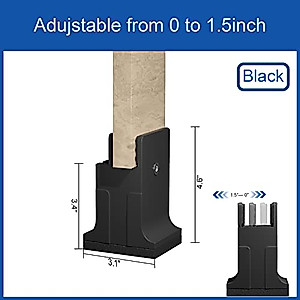 JOFUNG Bed Risers (Up to 3.4 inch) with Adjustable Screw Clamp, Suitable for Bed/Sofa/Desk/Table and Chair Leg Diameters 0-1.5”, Supports Up to 5000 Lbs, Black