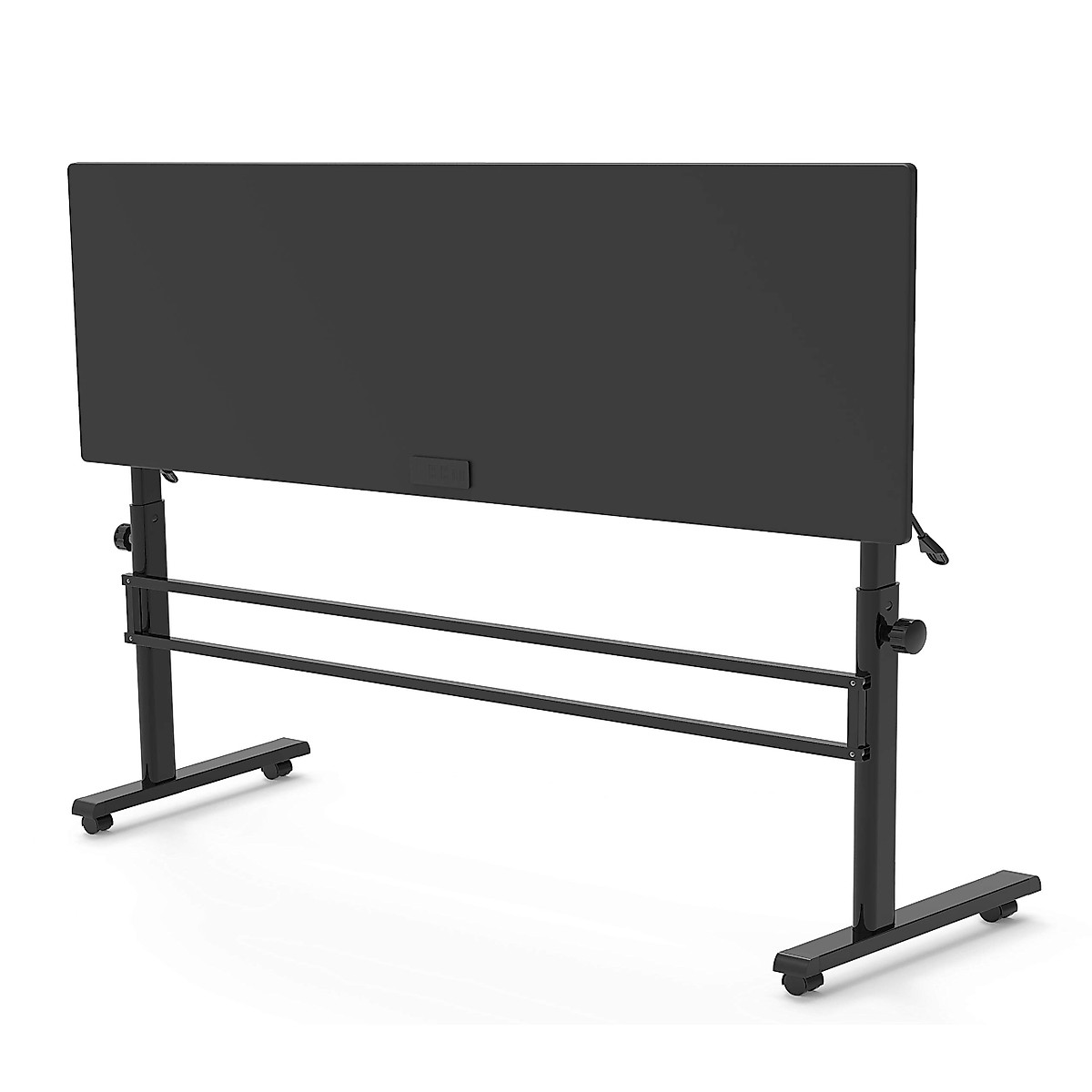 Stand Up Desk Store Crank Adjustable Height Flip Top Rolling Conference Classroom Table (Black Frame/Black Top, 71" Wide)