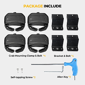 BougeRV Solar Panel Crab Mounting Kit for Cars with Cross Bars, Universal Roof Rack Clamps for Luggage Rack without Drilling, 100 to 200 Watt Solar Panel Mounting Brackets, Auto Off-Grid Solar Systems