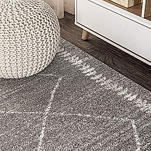 JONATHAN Y MOH203C-8 Zaina Moroccan Beni Souk Indoor Farmhouse Area-Rug Bohemian Minimalistic Geometric Easy-Cleaning Bedroom Kitchen Living Room Non Shedding, 8 X 10, Gray,Cream