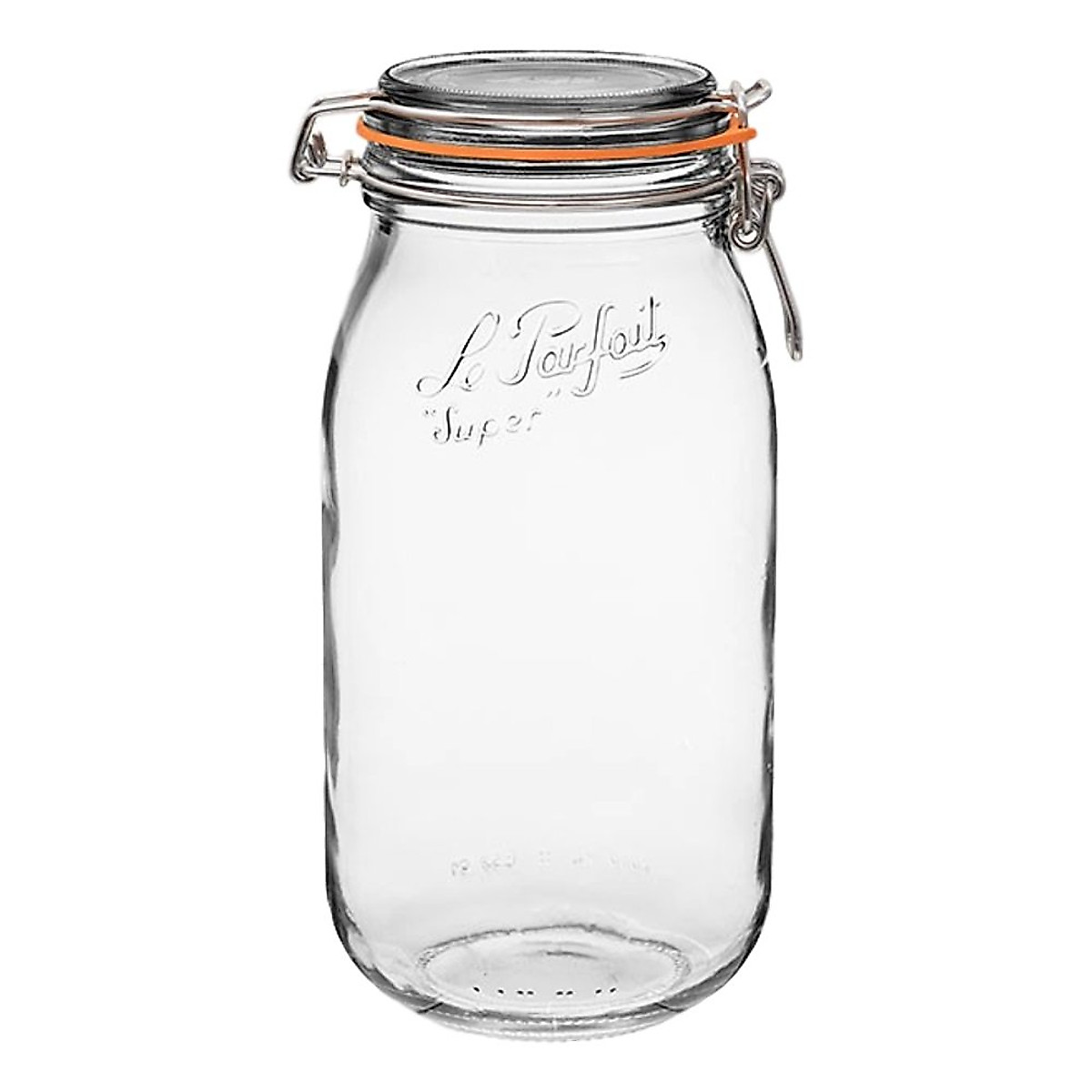 Le Parfait Super Jar, Canning Jars, 2L French Glass Canning Jar w/Round Body, Glass Jars w/Airtight Lid, Canning Jars Wide Mouth, Glass Jar With Lid, Clear Jar, Clear Glass Jars (64oz/2 Quarts, 3 pk)