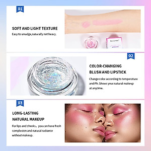Color Changing Blush, Clear Liquid Blush Gel for Cheeks & Lips, Natural-Looking, Moisturizing Glossy Shiny 0.18 OZ/ 5g - 01 Clean