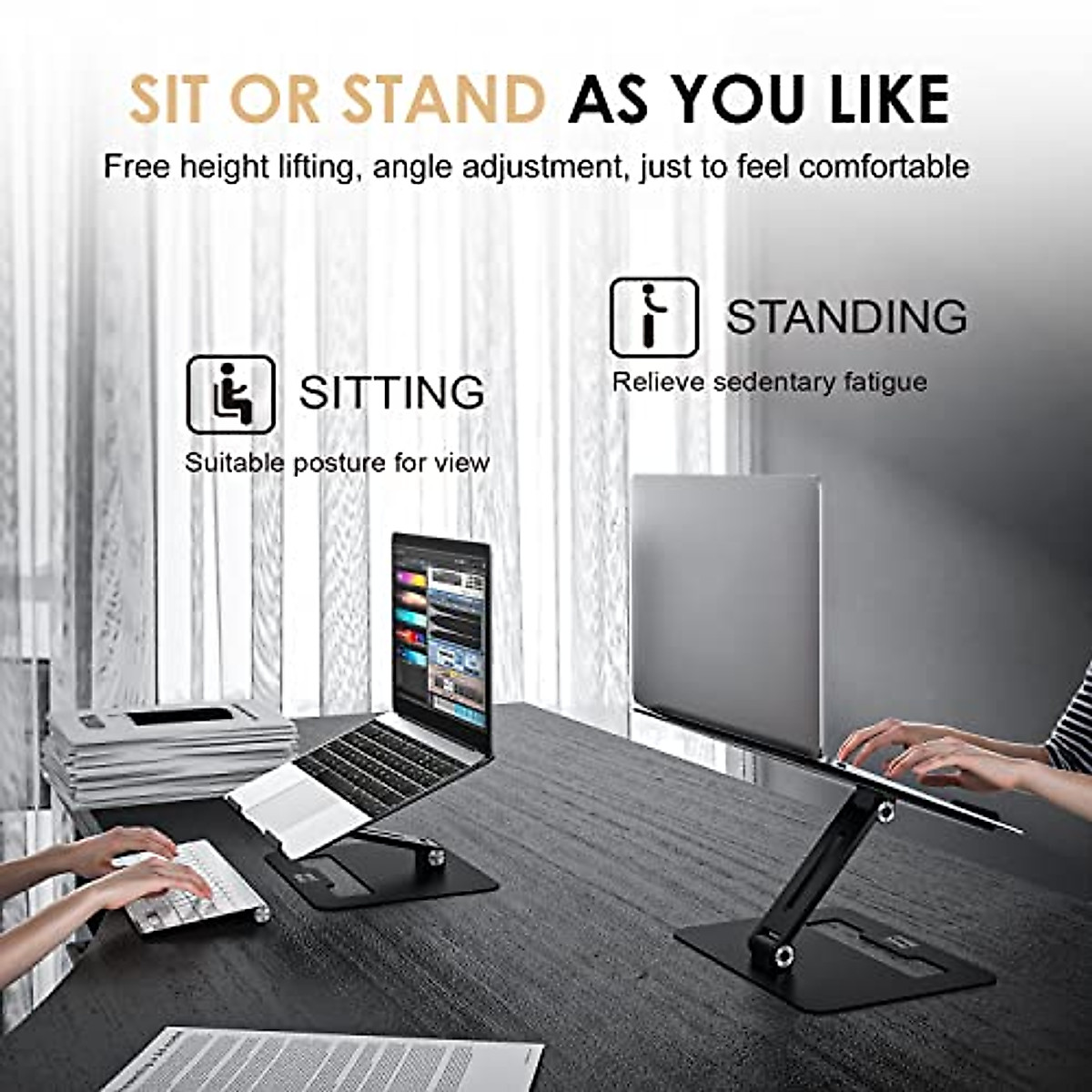 Minthouz Laptop Stand for Desk, Ergonomic Laptop Riser,Height & Angle Adjustable Computer Stand, Foldable Laptop Holder Compatible with MacBook Air Pro Dell XPS Lenovo HP More 10"-17" Laptops