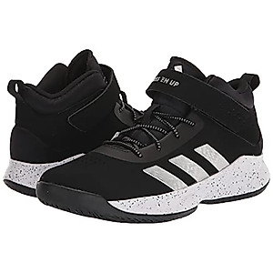 adidas Cross Em Up 5 Basketball Shoe, Black/Silver Metallic/White, 3 Wide US Unisex Little_Kid
