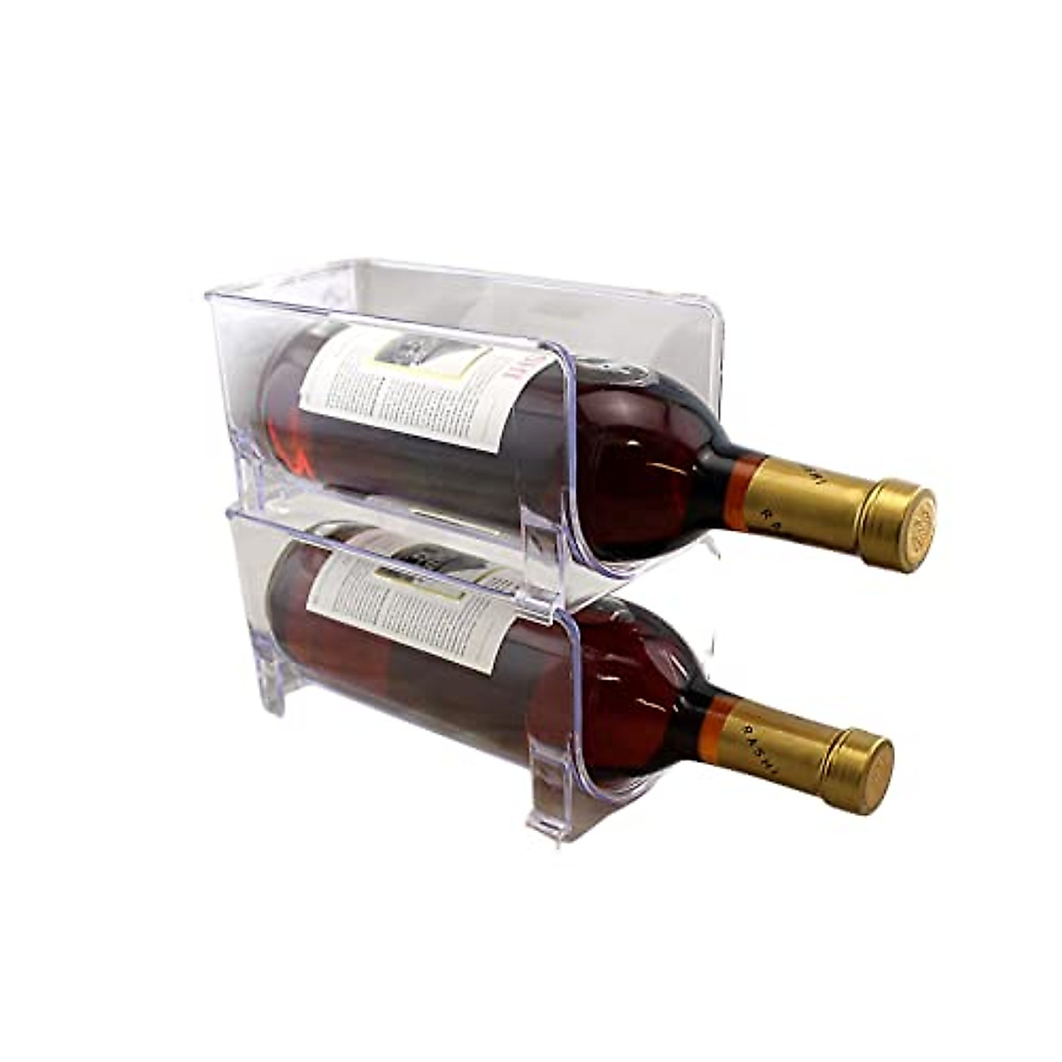 Dependable Industries Set of 4 Stackable Countertop Horizontal Fridge and Freezer Wine Bottle Holder Home Dining Room and Kitchen Storage BPA Free Plastic