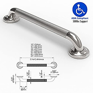 SAFETY+BEAUTY Decorative Stainless Steel Grab Bar with Knurled Anti-Skid Grip, ADA Compliant 500lbs Supporting, Chrome, 24in