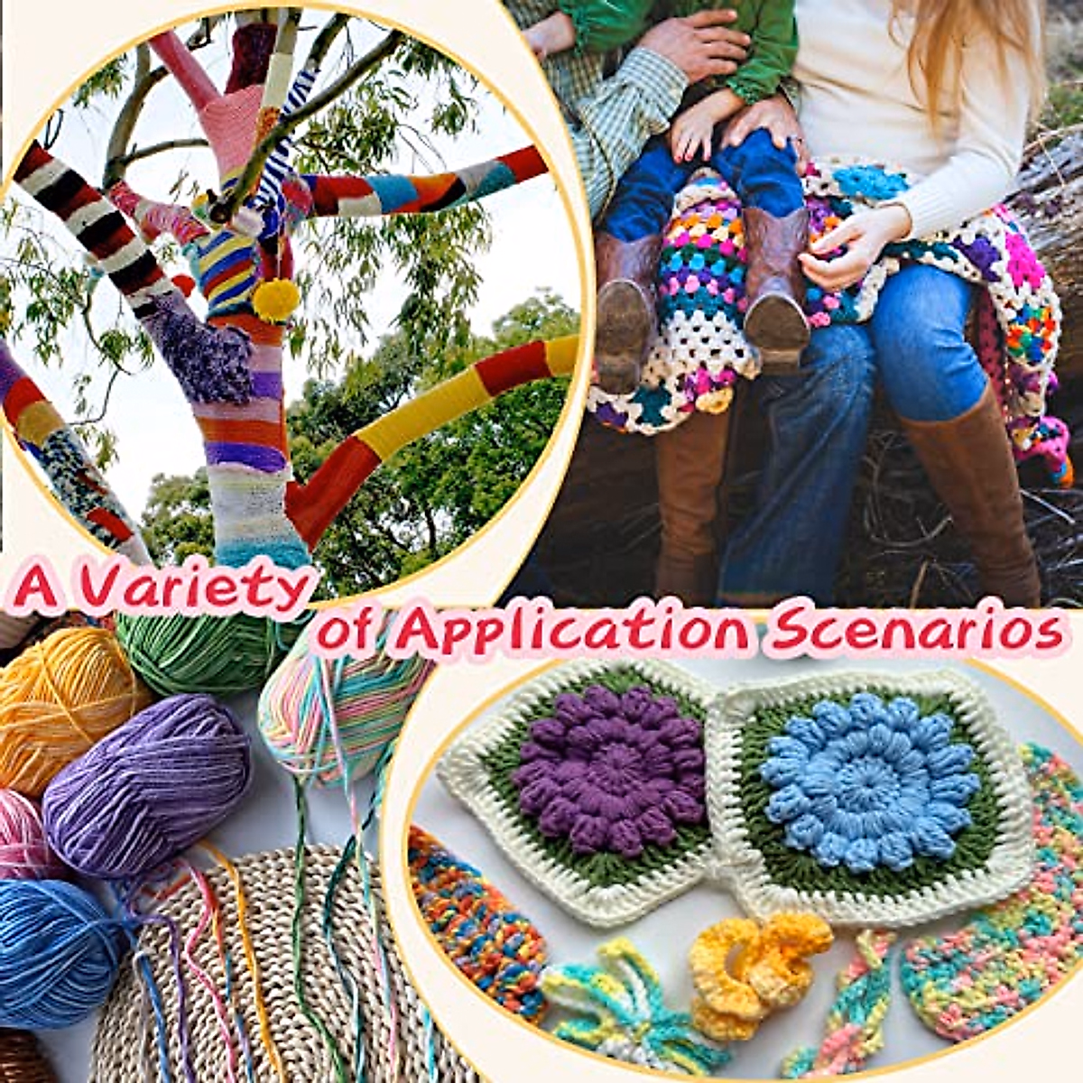 3 Pcs Pack with 5-Ply Acrylic Yarn, 3 Balls of 4.8Oz/135g Soft 3mm Medium Thick Colorful Yarn for Crocheting Knitting, 260 Yds/240m Crochet Blanket、Braids/DIY (Candy Color)