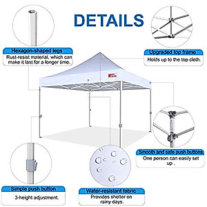 MASTERCANOPY Premium Heavy Duty Pop Up Commercial Instant Canopy Tent (10x10, White)