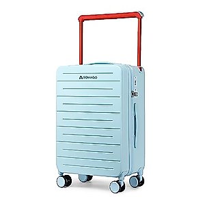 Somago 20 inch Carry On Luggage Wide Handle PC Hardside Rolling Bussiness Travel Suitcase With TSA Lock YKK Zipper&Silent Double Spinner Wheels(Blue)