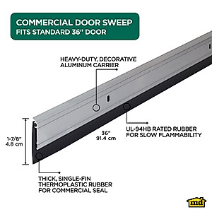 M-D Building Products 68247 1-1/4-Inch EPDM 36-Inch DB006 Commercial Grade Door Sweep, Mill, Silver