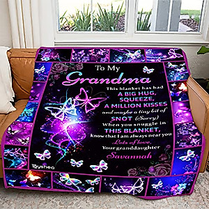 Toyshea to My Grandma Blanket Grandma Gift Blankets Soft Fleece Sherpa Throws Personalized Grandmother Gifts for Mothers Day from Grandchildren Grandson Granddaughter Gift for Birthday Christmas