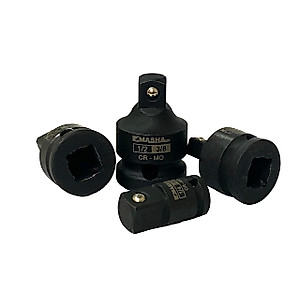 Masha Tools-Impact Socket Adapter and Reducer Set / 4 Piece Set / 1/4” – 3/8” – 1/2” Impact Driver Conversions/Chrome Molybdenum Steel (CF-AD1238)