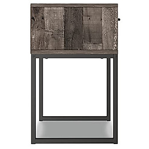 Signature Design by Ashley Neilsville Industrial 1 Drawer Nightstand with Metal Legs, 26" Tall, Gray & Black