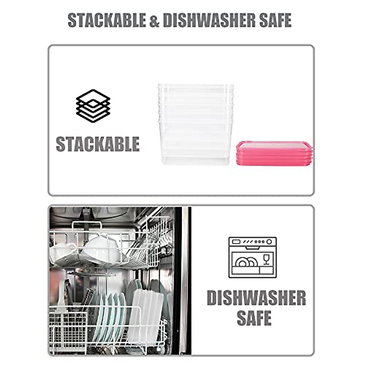 Tauno Easy Lock & Open Food Storage Containers | Plastic Kitchen Organizer with Lids | BPA Free Nesting | Set of 10 Pack 72 Cup Total