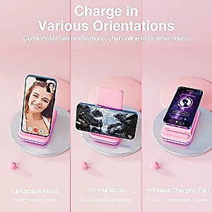 Pink Wireless Charger, Charging Station for iPhone 14 13 12 11 Pro/Pro Max/XR/XS/X, AirPods Pro 2/3/Pro/ 2, iWatch 8~2 SE with QC3.0 Adapter