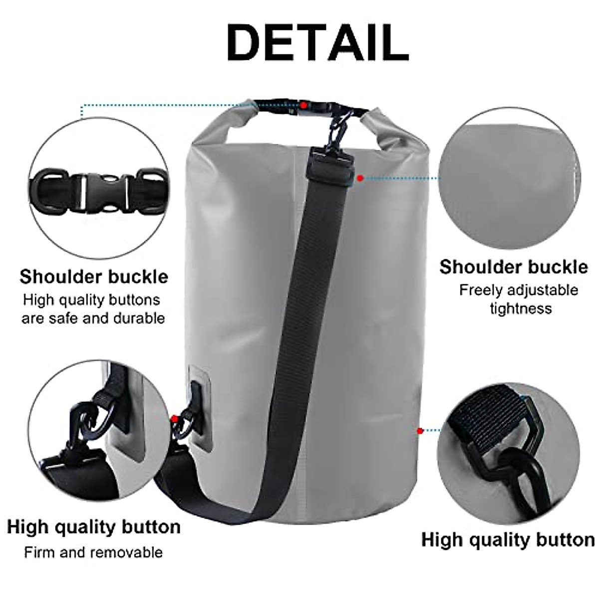 JIMACRO Dry Bag Waterproof Backpack, 30L Roll Top Float Lightweight Dry Bags Shoulder Strap Backpack, 500D Tarpaulin Wet Bag for Travelling Fishing Cycling Kayaking Swimming Boating