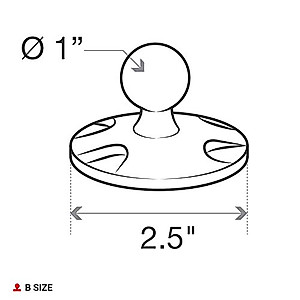 RAM Mounts Composite Round Plate with Ball RAP-B-202U with B Size 1" Ball