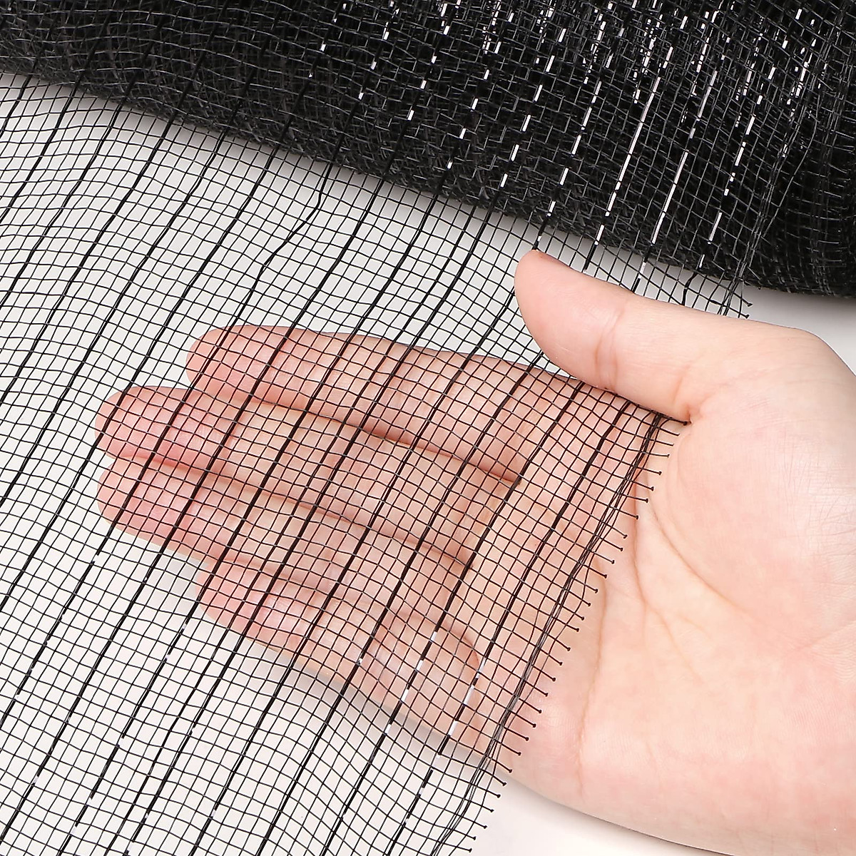 MIKIMIQI Deco Mesh 5.9 Inch x 30 Feet Decor Mesh Ribbon with Metallic Foil Deco Mesh Wreath Supplies Ribbon Mesh Roll for Spring Wreaths Craft Party Decor, Not Wired (Black)