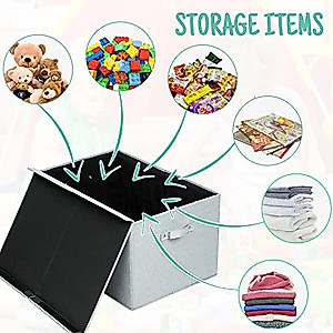 DECOSIS Collapsible Toy Storage Box with Animal Pattern, 86L Large Capacity Fabric Toy Box, Half Flap Design, Sturdy Toy Box for Girls and Boys, Playroom, Living Room, Bedroom (Elephant)