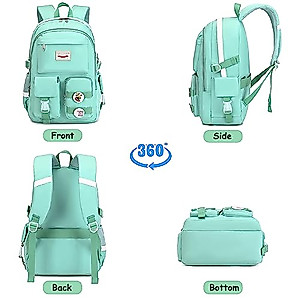 Makukke School Backpacks for Teen Girls - Laptop Backpacks 15.6 Inch College Cute Bookbag Anti Theft Women Casual Daypack,Green Backpack