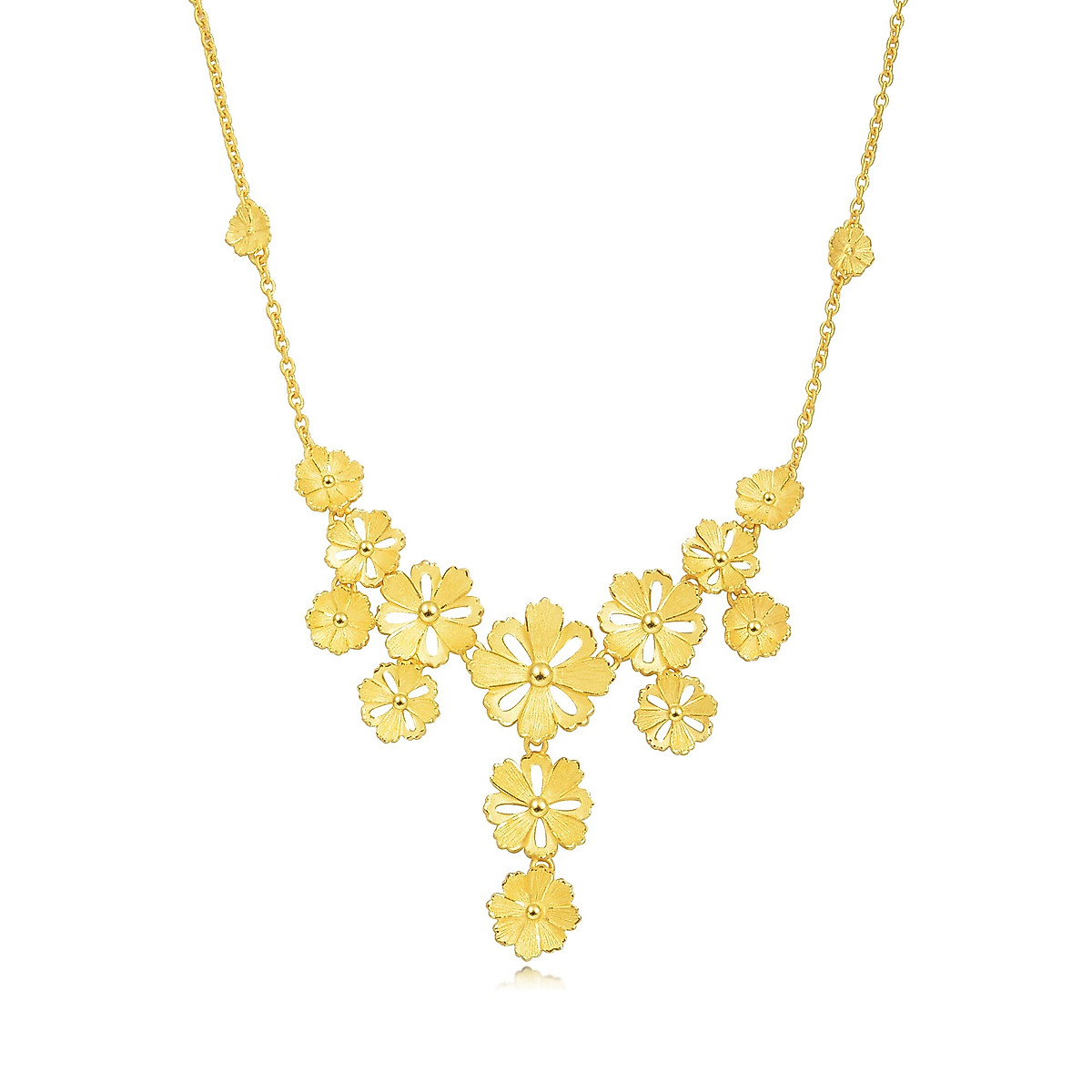 CHOW SANG SANG Cultural Blessings Daily Bliss 999.9 24K Gold Price-by-Weight 16.84g Gold Floral Lucky Flowers Necklace (45 CM) for Women and Wedding Occasion 88236N