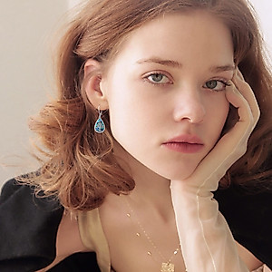 LOOVE Sterling Silver Tree of Life Earrings for Women Dangling Abalone Teardrop Leverback Earrings Tree of Life Jewelry (B-Tree of Life)