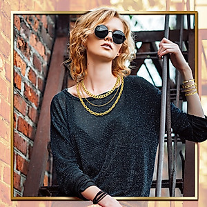 Glenmal 7 Pcs Halloween 90S Jewelry Set for Women Gold Necklace Bracelet Sets 80s Hip Hop Jewelry Gold Party Accessories (Classic)