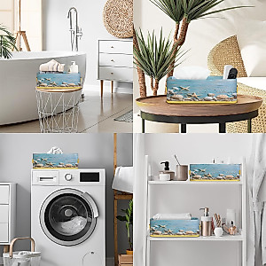 TULIMET Starfish Summer Beach Bathroom Basket for Storage, Fabric Toilet Tank Paper Basket with Handle for Organizing, Small Storage Bins Bathroom Decorative Box