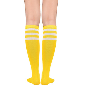 American Trends Womens Athletic Socks Outdoor Sports Yellow Running Training Socks Casual Tube Socks 1 Pack Yellow White