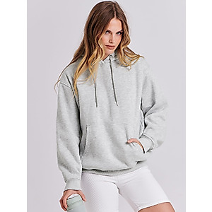 ANRABESS Women's Oversized Fleece Hoodies Basic Pullover Sweatshirt Fall Fashion 2025 Outfits Trendy Y2k Teens Preppy Clothes Heather Gray-L