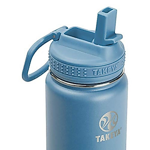 Takeya Actives Insulated Stainless Steel Water Bottle with Straw Lid, 24 Ounce, Bluestone