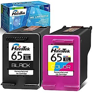 HavaTek Remanufactured Ink Cartridge Replacement for HP 65XL 65 XL for Envy 5055 5052 5000 5058 5012 DeskJet 2600 2622 2652 3722 3755 3752 2655 3720 2640 3723 AMP 120 100 Printer (1 Black, 1 Color)