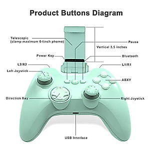 PXN 6603 MFi Controller Wireless Game Controller Portable Joystick Vibration Handle Gamepad for IPhone/IPad/IPod Touch/Apple TV (Green)