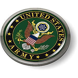 [Officially Licensed Product] - US Army 3D Domed CAR Emblem Badge Sticker Chrome Metal Round Bezel