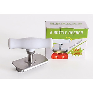 Adjustable Jar Opener, Stainless Steel Lids Off Jar Opener Bottle Cap Remover saving Screw Can Opener with Arthritis for Kitchen Gadget Fit Seniors, Women, Children, Weak Hands, Kitchen Tool, White