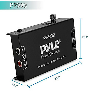 Pyle Phono Turntable Preamp - Mini Electronic Audio Stereo Phonograph Preamplifier with RCA Input, RCA Output & Low Noise Operation Powered by 12 Volt DC Adapter - PP999 , Black