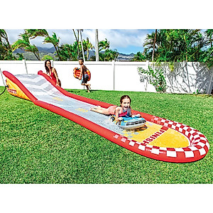 Intex 57167EP 18.5 Foot Long Inflatable Racing Fun Water Slide Track with 2 Surf Car Riders and Built-in Sprayer for Ages 6 and Up
