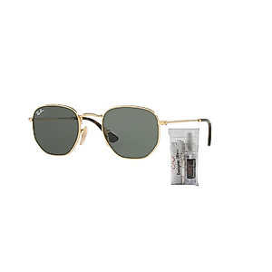Ray-Ban RB3548N Hexagonal 001 54M Gold/Green Sunglasses for Men For Women (Large)+ BUNDLE with Designer iWear Eyewear Kit