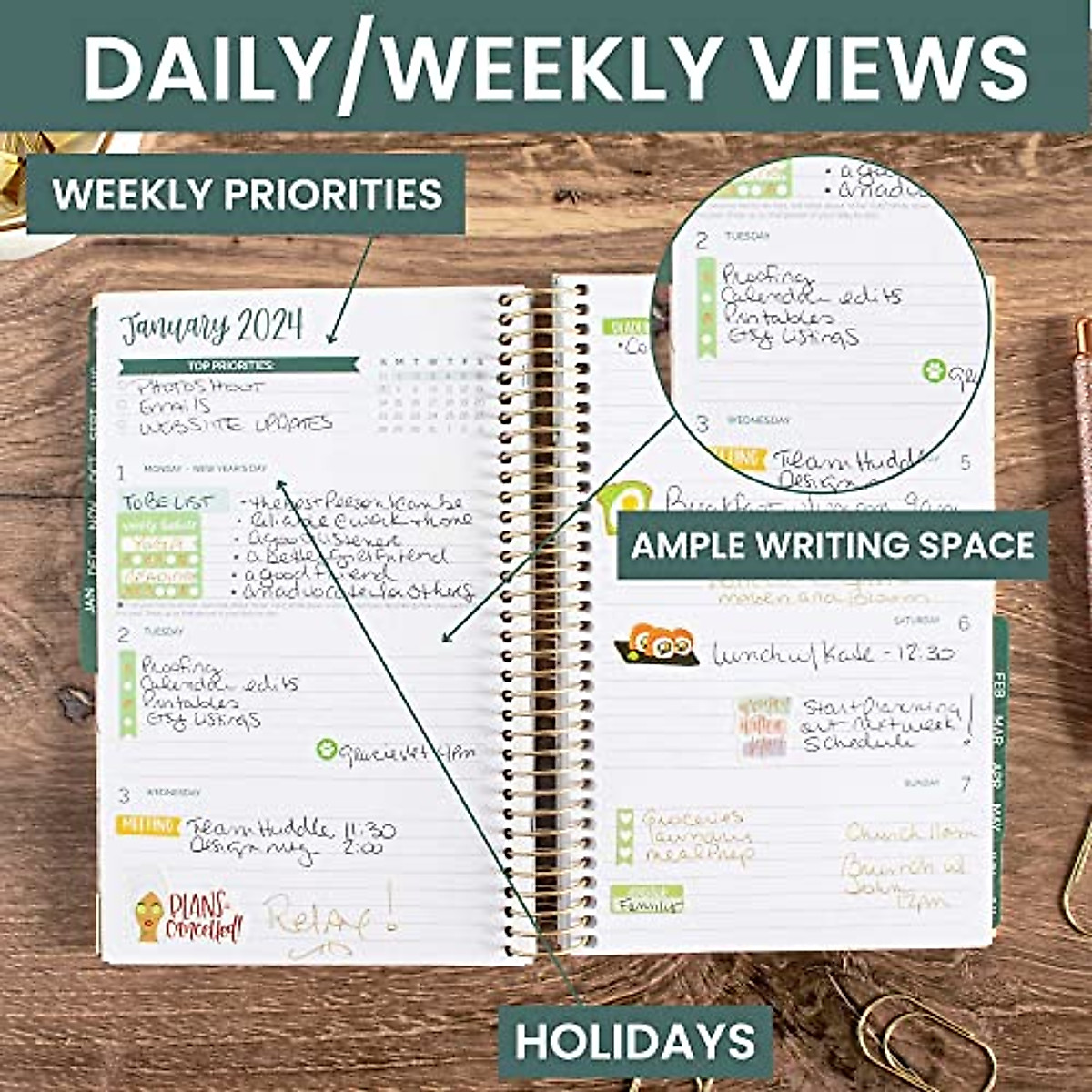 HARDCOVER bloom daily planners 2023-2024 Academic Year Day Planner (July 2023 - July 2024) - Passion/Goal Organizer - Monthly & Weekly Inspirational Agenda Book - 5.5" x 8.25" - Floral Gouache