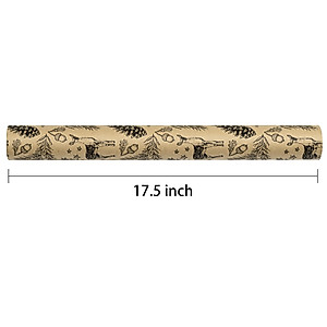 RUSPEPA Kraft Christmas Wrapping Paper Roll - Mini Roll - Black Reindeer Design for Holiday Gift Wrap - 17 Inches X 32.8 Feet