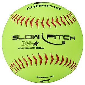 Champro 11" Slow Pitch Practice Softballs with Flat Seams and Durahide Cover, 12 Pack