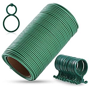 TELENT OUTDOORS 118 Feet Soft Plant Tie Green Twist Garden Ties with 20PCS Garden Plant Clips for Plants Gardening Home Office Organization TPR Garden Ties Supplies with 2mm Diameter