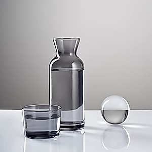 VOSS Living - Bedside Water Carafe and Glass Set, 23.6 Oz - Glass Water Pitcher - Nightstand Water Carafe and Glass - Mouthwash Decanter Set (Ivory Black)