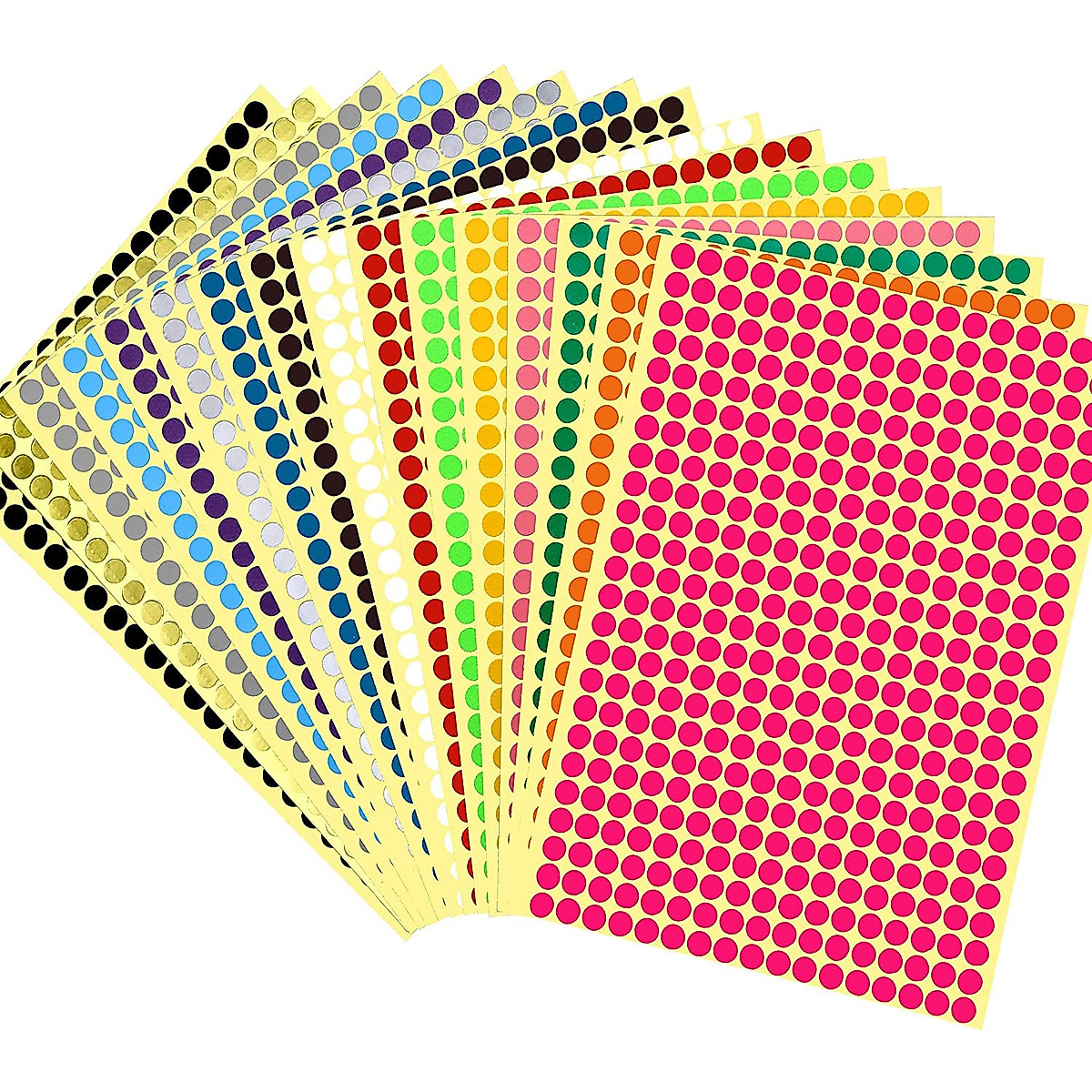 JANYUN 6528pcs Colored Dot Stickers,1/4" Small Color Labels Coding Circle Round Coding Dot Labels Stickers 16 Colors