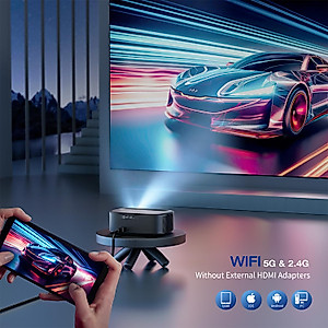 4K Projector with Wifi and Bluetooth, ELEPHAS Outdoor Movie Projector with NETFLIX/Prime Video/YouTube Built-in, 100,000+ Apps Supported, Video Projector Compatible with HDMI/USB/iOS/Android/Windows