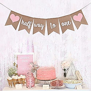Half Way To One Banner - Half Birthday Banner, Its my 1/2 Birthday, Half Birthday Decorations, Burlap Birthday Banner, 6 Month Photo Prop,Best Birthday Party Supplies