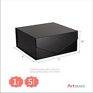 ARTDEARM 5 Gift Boxes 7.5x7.5x3 Inches, Gift Boxes with Lids, White Gift Boxes, Groomsmen Proposal Boxes, Gift Boxes with Magnetic Closure (Glossy Black)